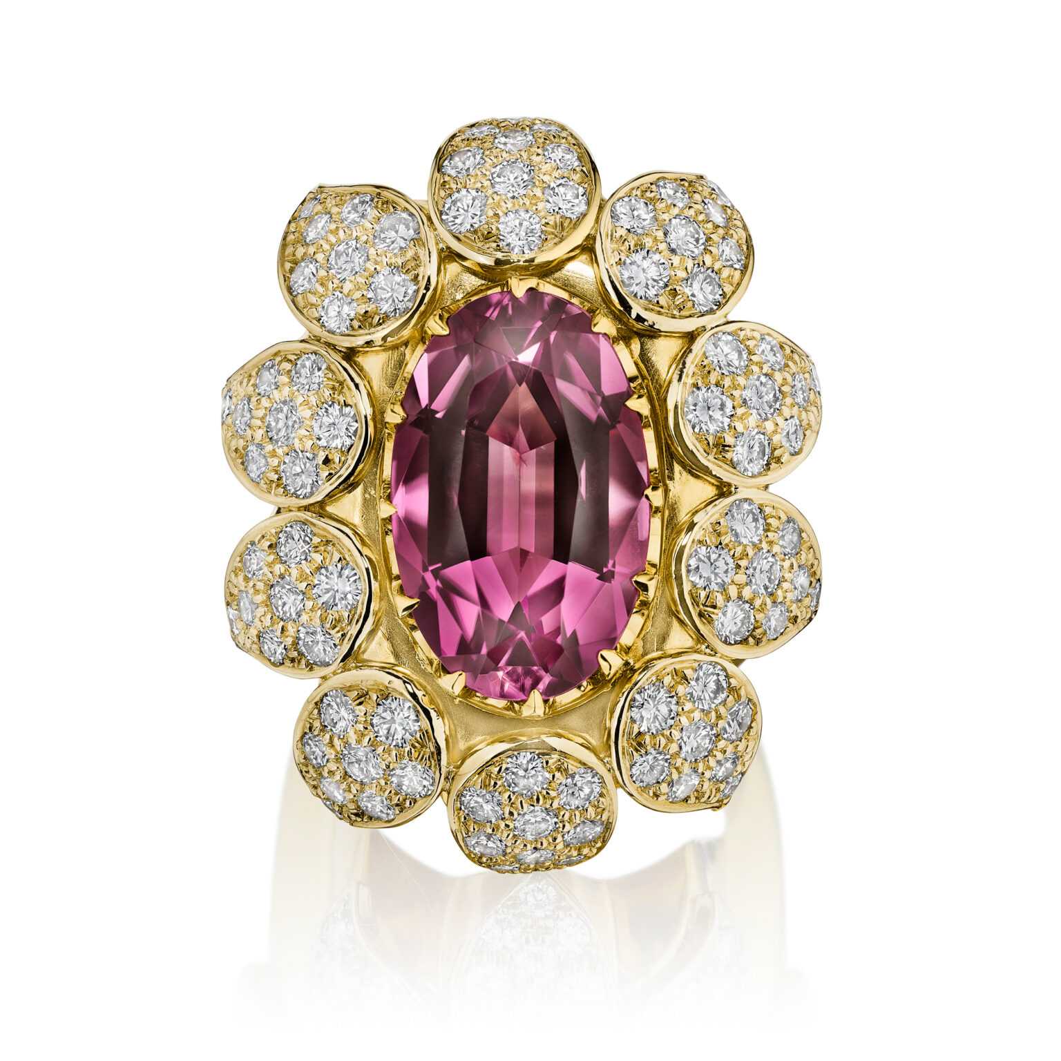 PINK TOURMALINE FLOWER COCKTAIL RING - Hammerman Jewels
